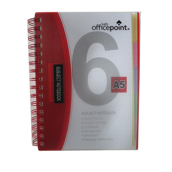 OfficePoint Subject Book 70P2506 A5 - Red | Office Mart