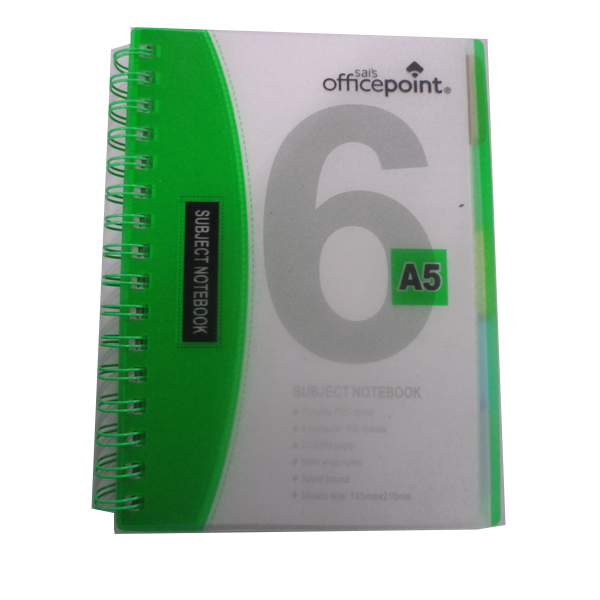 OfficePoint Subject Book 70P2506 A5 Green | Office Mart