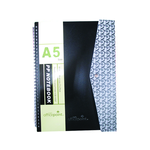 OfficePoint Waves Notebook 84P2509 A5 - Black | Office Mart