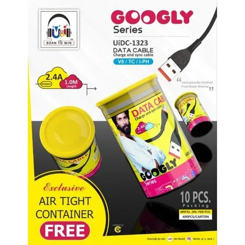 U&I Black UiDC-1323 Googly Series Data Cable | Office Mart