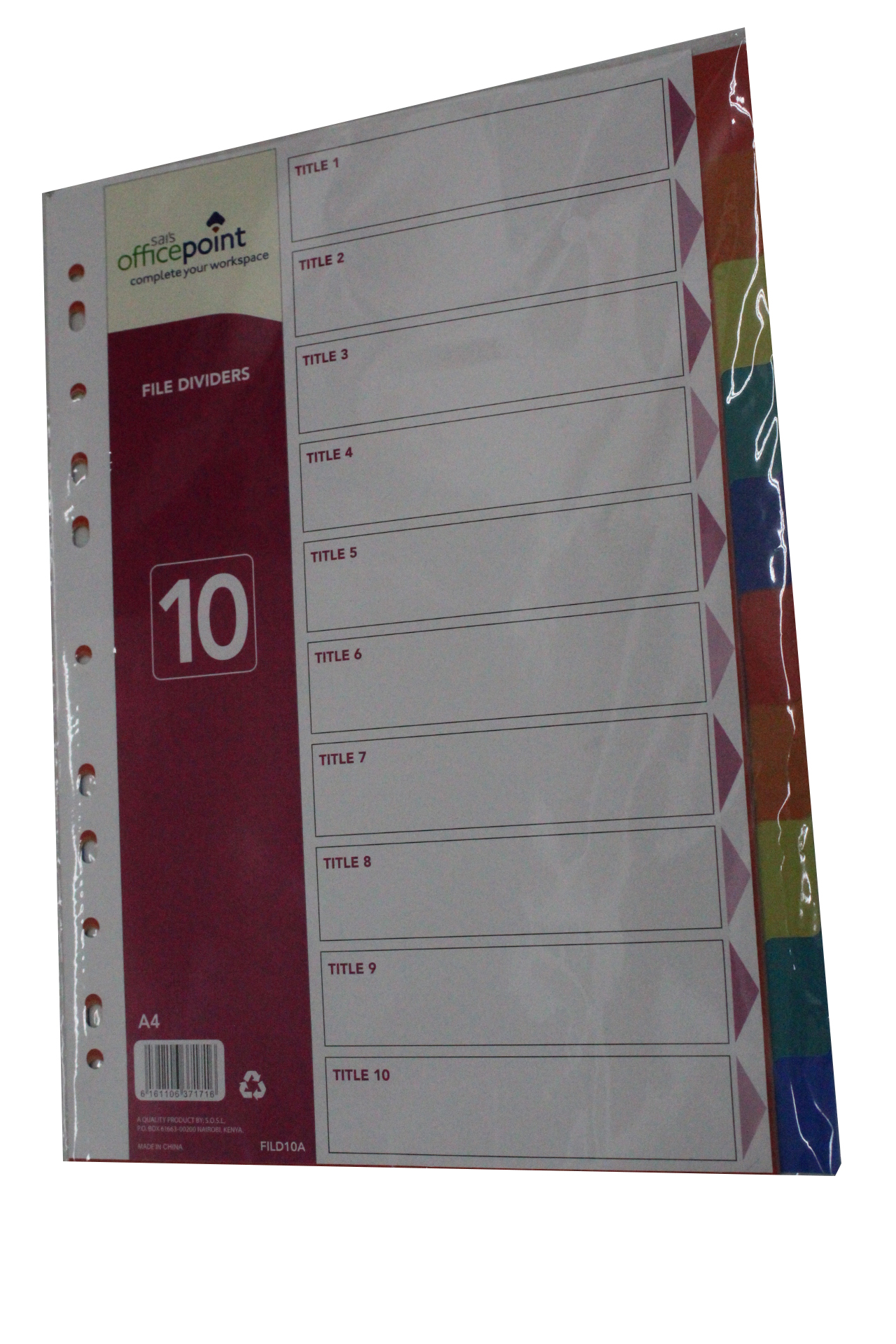 OP FILE DIVIDER FILD10A PVC 10SET W/O NO | Office Mart